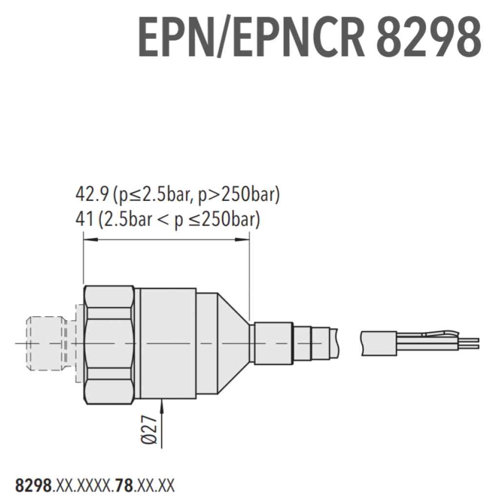 Trafag Druktransmitter met scheepskeur EPN-8298 / Range: 0 ...35000 PSIG - Sensors.nl