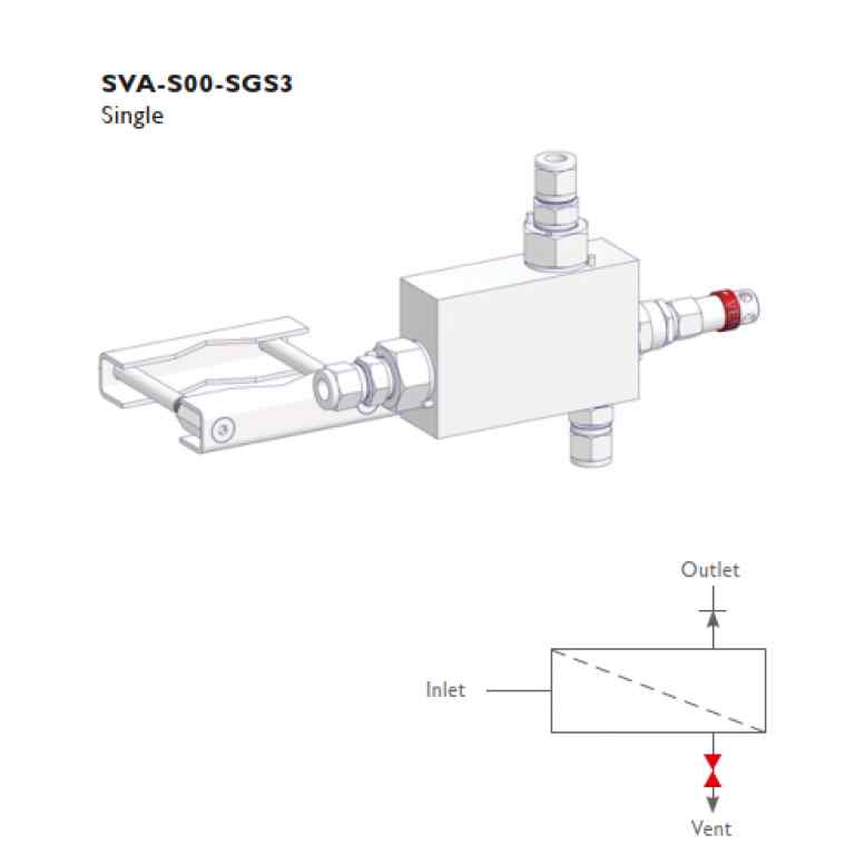 Single Vent Purge Block SVA-S00-SCS4 incl. ATK-ES Anti-Tamper Key 316 ...