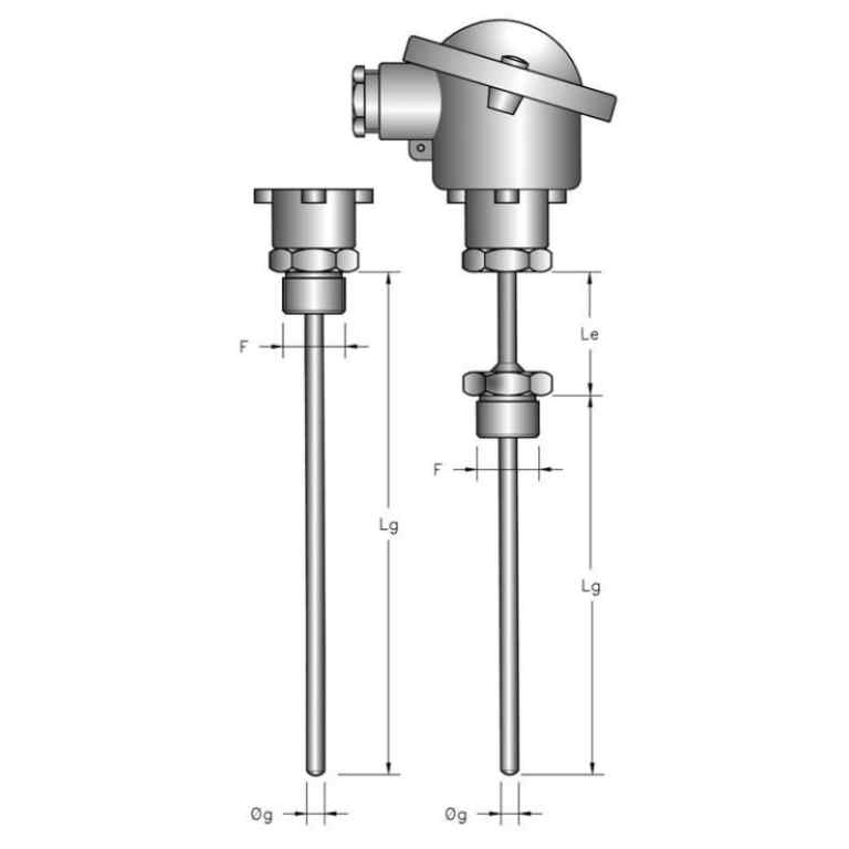 Resistance thermometer Pt100 3-wire type: RTS / -80...+600°C - Sensors.nl